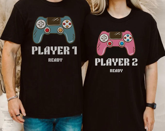 Player 1 Player 2 Shirts, Couple Shirt, Gamer Couple Shirts, Funny ...