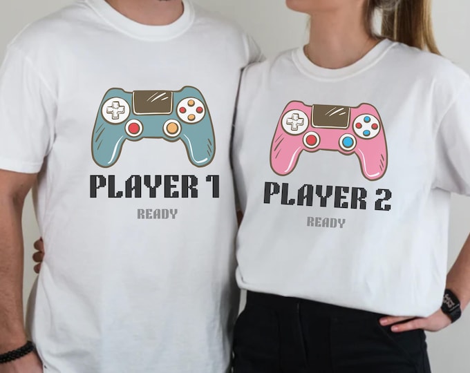 Player 1 Player 2 Shirts, Couple Shirt, Gamer Couple Shirts, Funny ...
