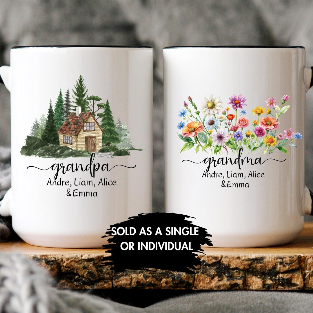 Personalized Grandparents Mug With Grandkids Names, Custom Grandparents ...