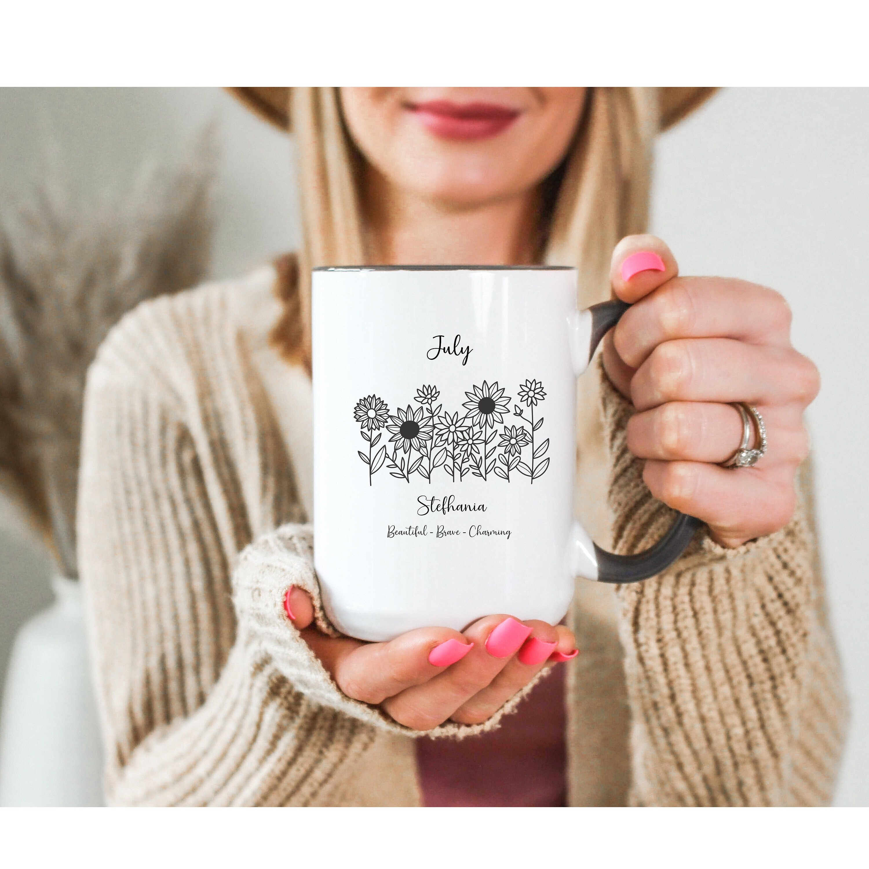Personalized Mug, Boho Coffee Cup, Plant Lover Gift, Vintage Floral Mug ...