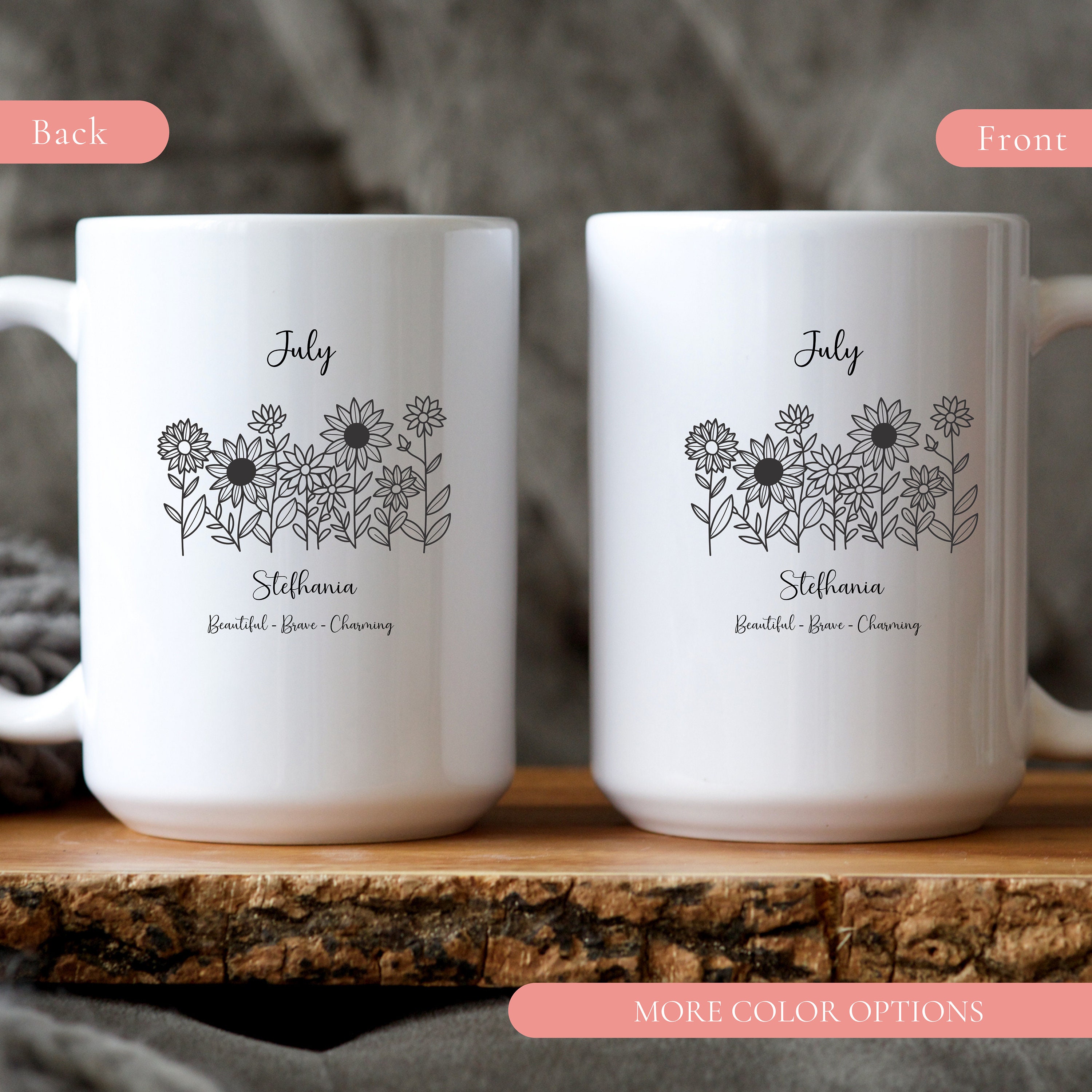 Personalized Mug, Boho Coffee Cup, Plant Lover Gift, Vintage Floral Mug ...