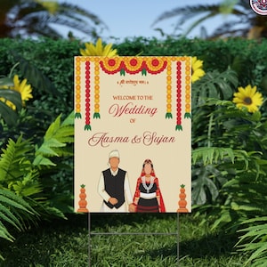 Nepali Wedding Welcome Sign: Customizable Ethnic Yard Decor - Etsy