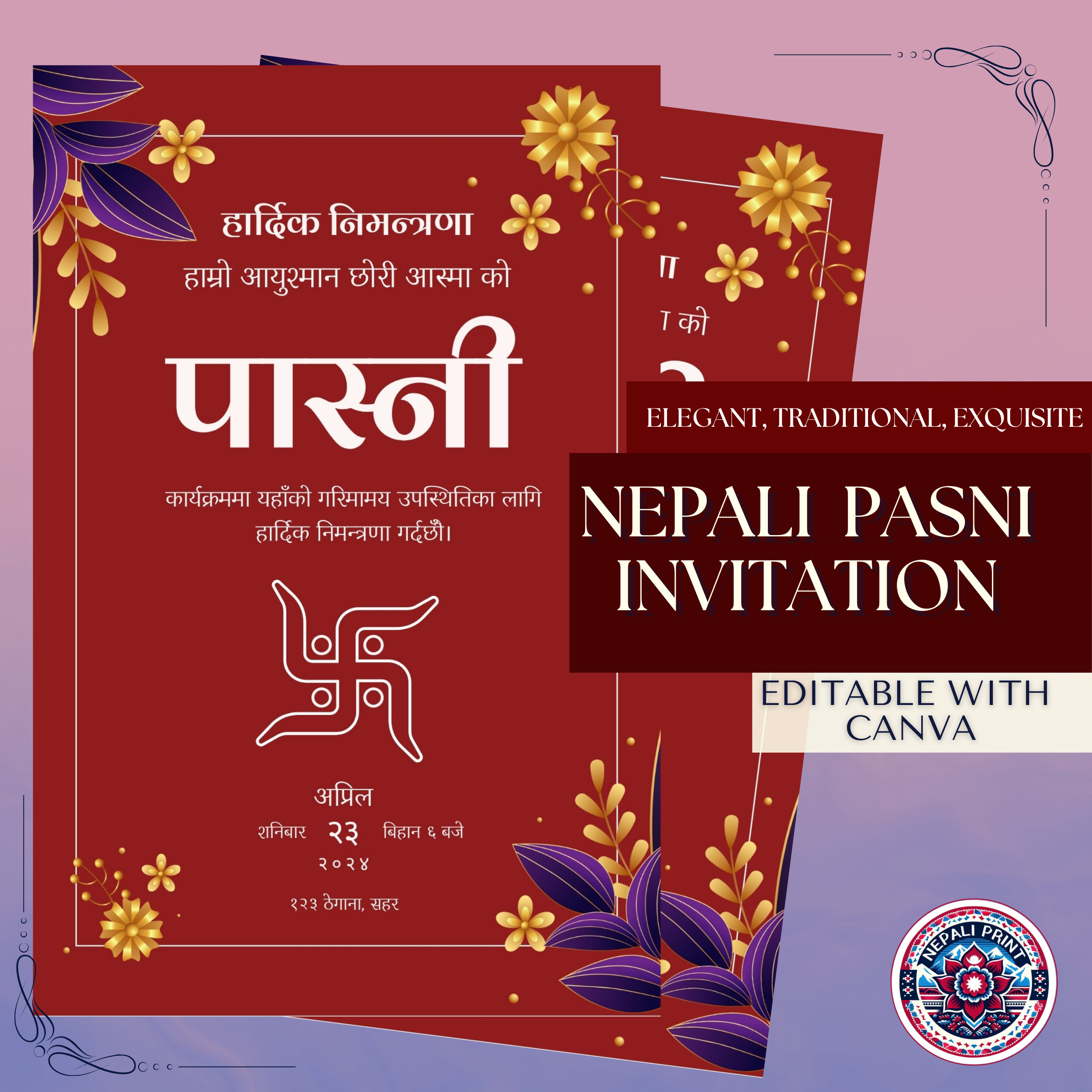 Custom Nepali & English Pasni Invitation Card - Personalized ...