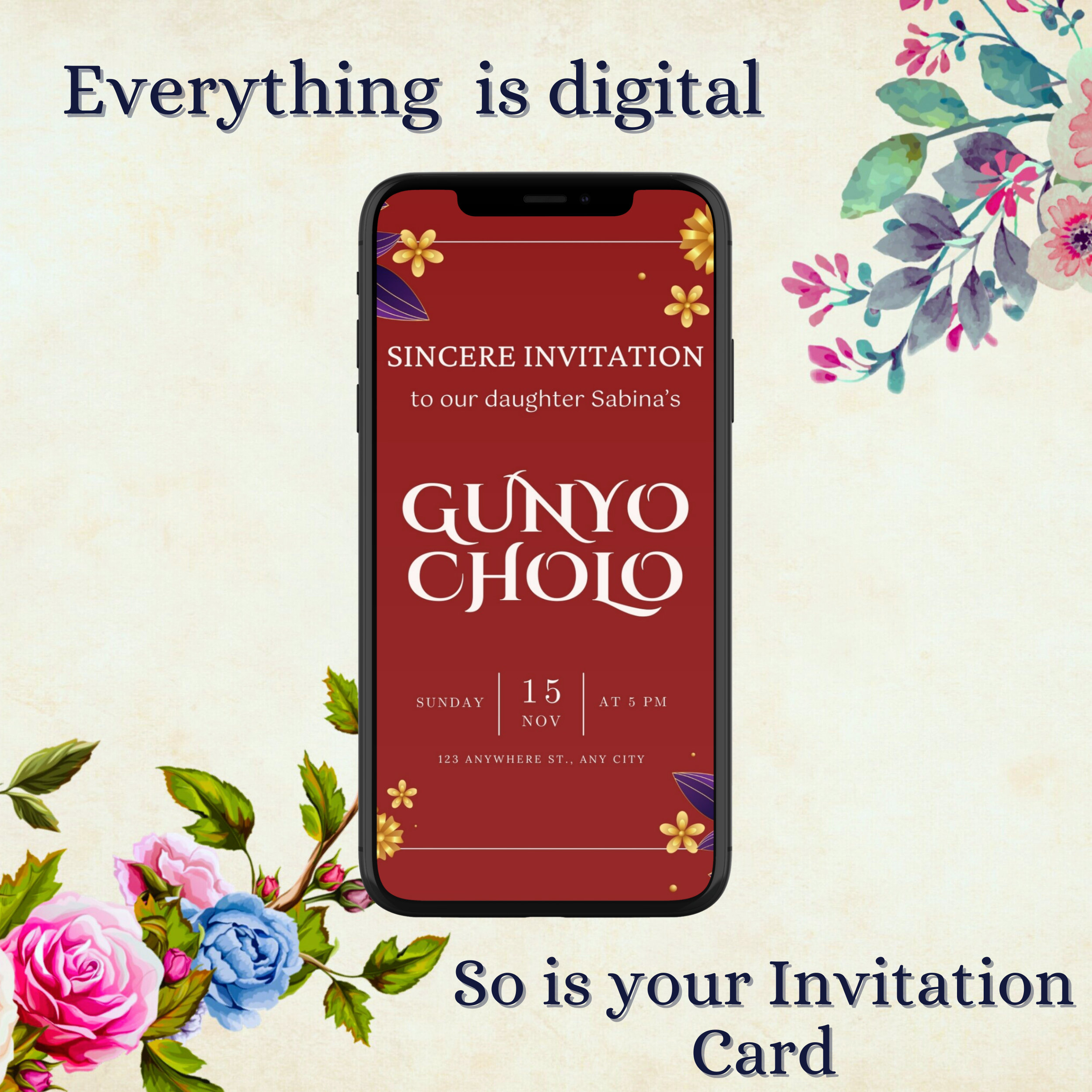 Gunyo Cholo Nepali and English Invitation Card, Digital Video ...