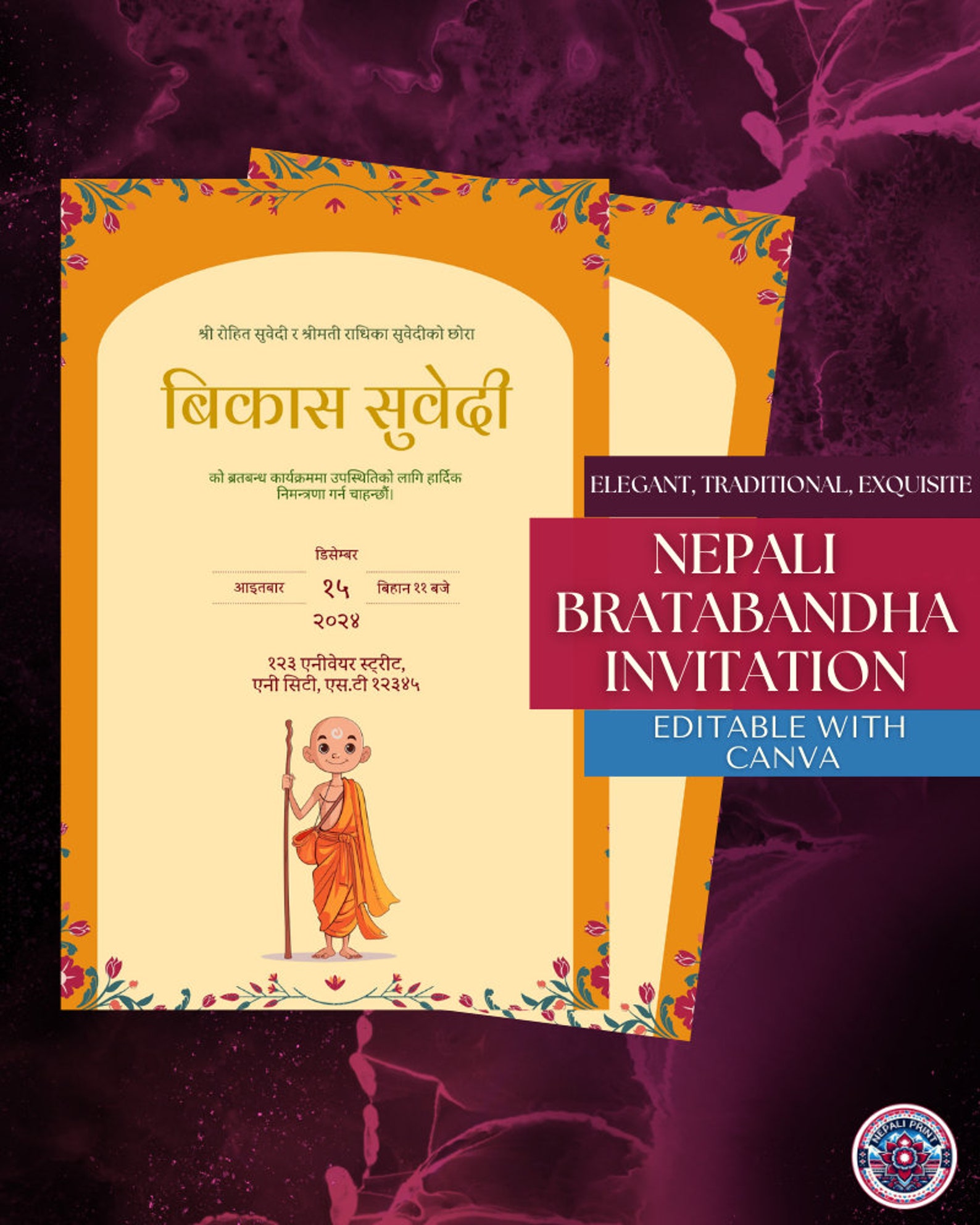 Nepali and English Bratabandha Invitation Card, Digital Video ...