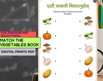 Vegetable Matching Activity: Preschool Learning Worksheet (digital ...