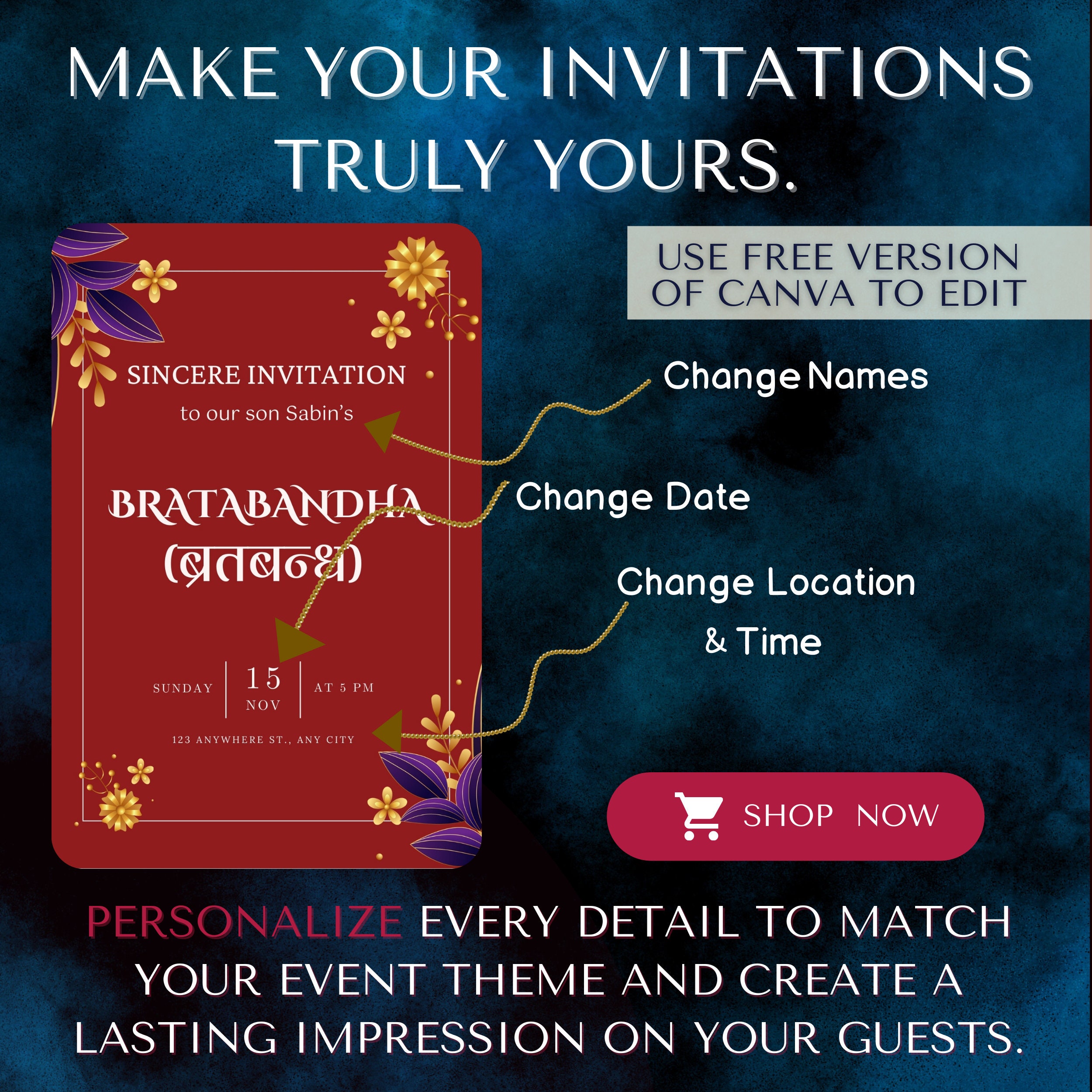 Nepali Bratabandha Invitation Card: Elegant Digital Design - Etsy