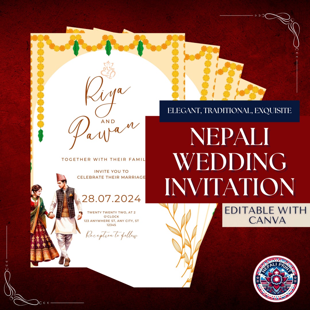 Wedding Invitation Card, Customizable Digital Design, Nepali Design ...
