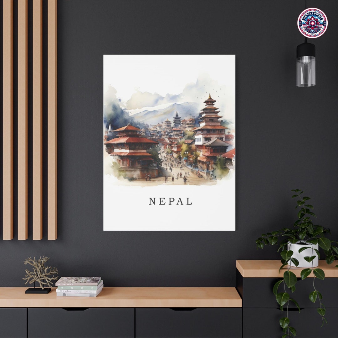 Nepali Heritage Wall Matte Canvas, Nepali Temples Art, Streets of Nepal ...