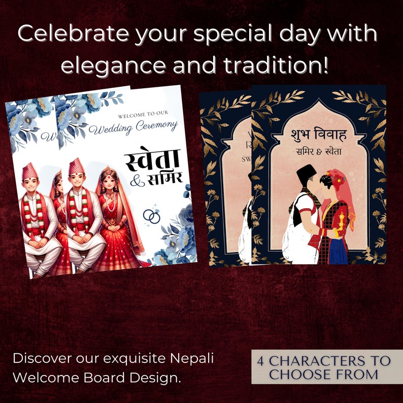 Printable Nepali and English Wedding Board, Choose Your Ethnic Clipart ...