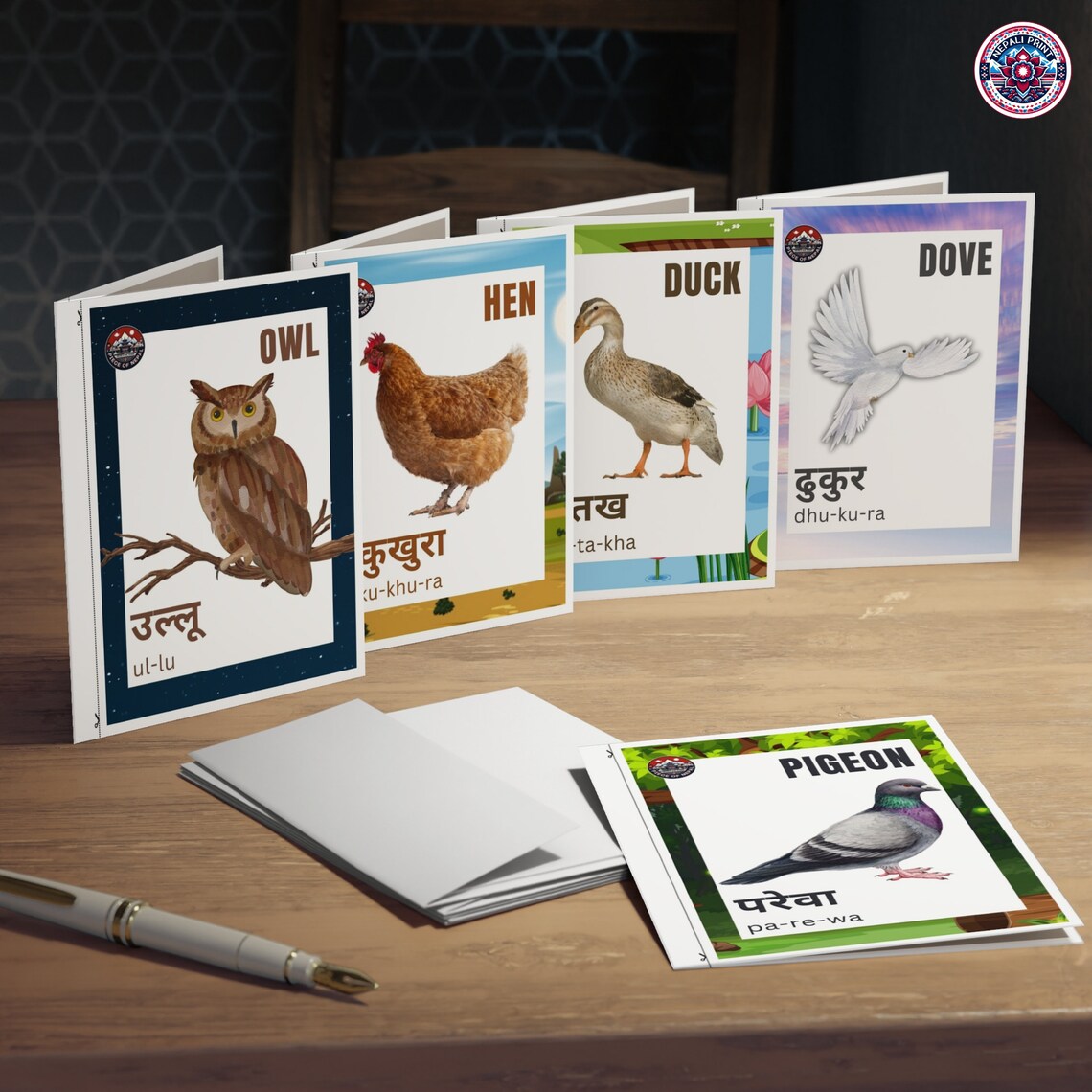 Printed Nepali Birds Flashcard for Kids, Nepali Language Learning ...