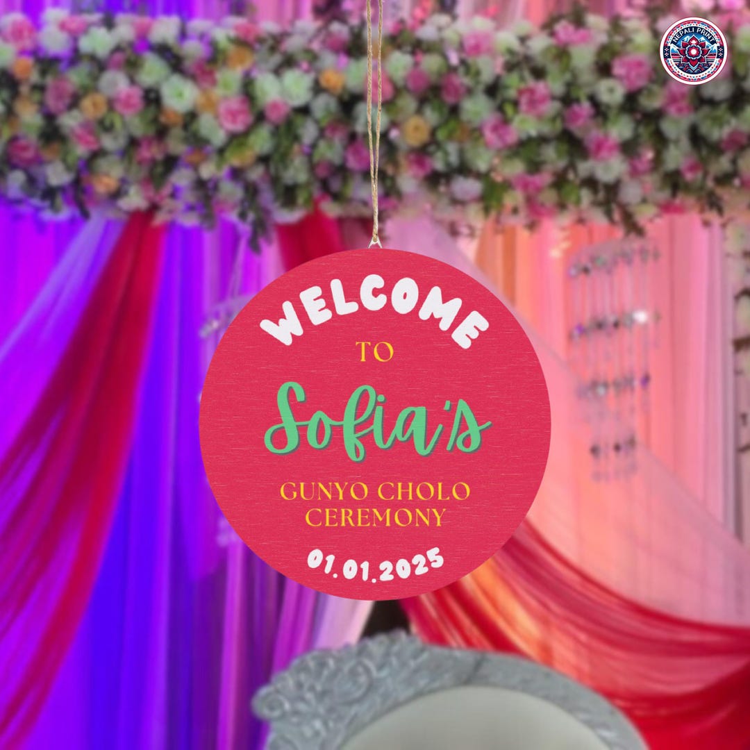 Nepali Gunyo Cholo Wooden Signs, Gunyo Chola Welcome Board, Custom Wood ...