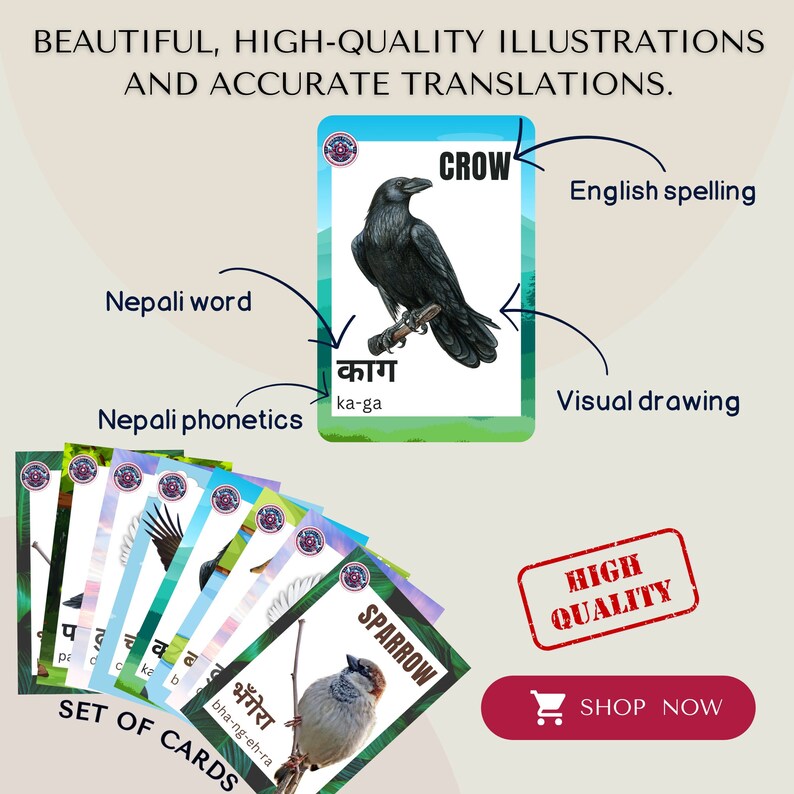 Nepali Birds Flashcards for Kids, Digital Download, Educational ...
