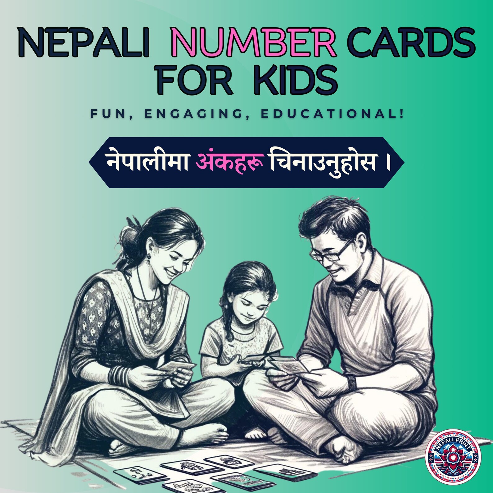 Nepali Number Flashcard for Kids, Digital Download, Educational ...