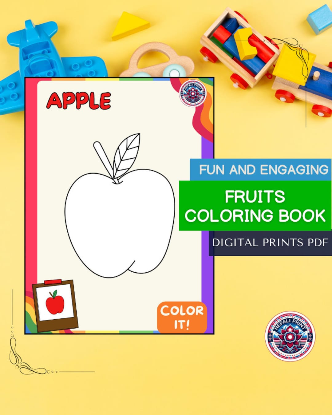 Printable Fruit Coloring Book, Kids Learning, Coloring Pages for Kids ...
