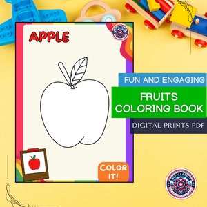 Printable Fruit Coloring Book: Kids Learning Activity (digital Download ...