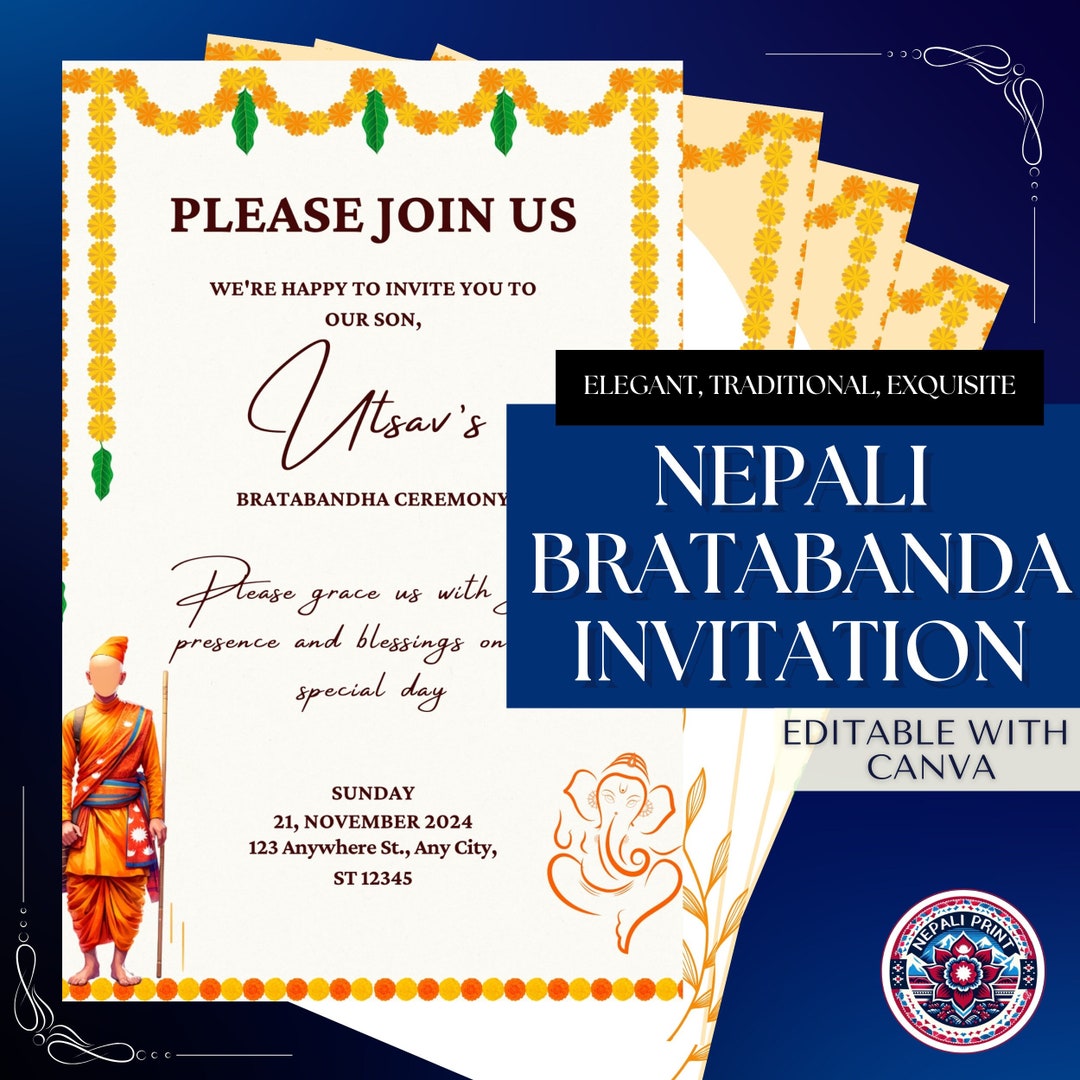 Nepali Bratabandha Invitation Card, Customizable Digital Design ...