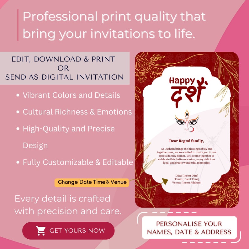 Dashain Digital Invitation Card: Nepali Festival Greeting - Etsy