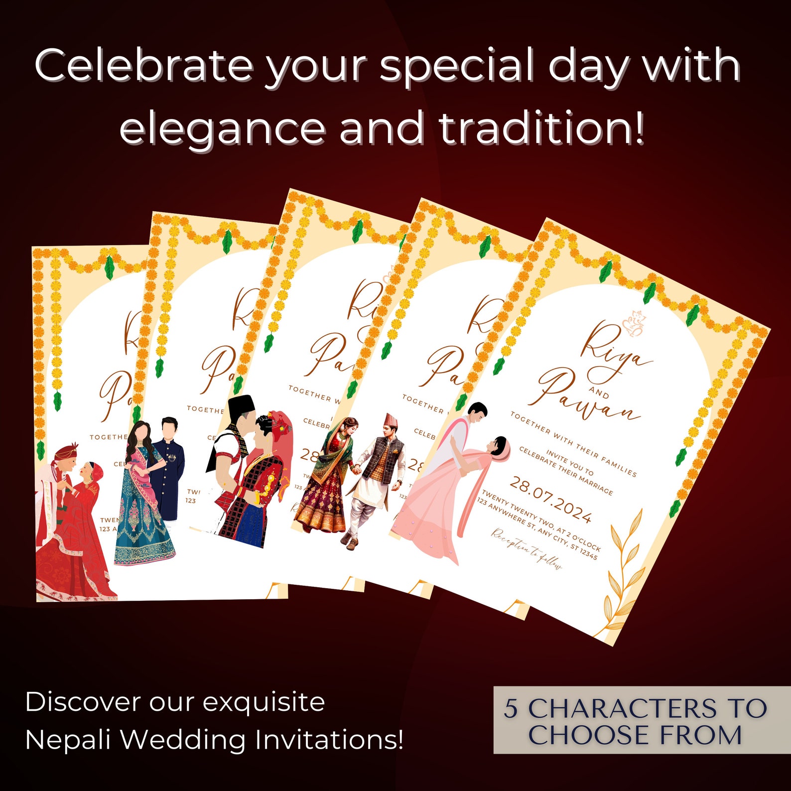 Wedding Invitation Card, Customizable Digital Design, Nepali Design ...