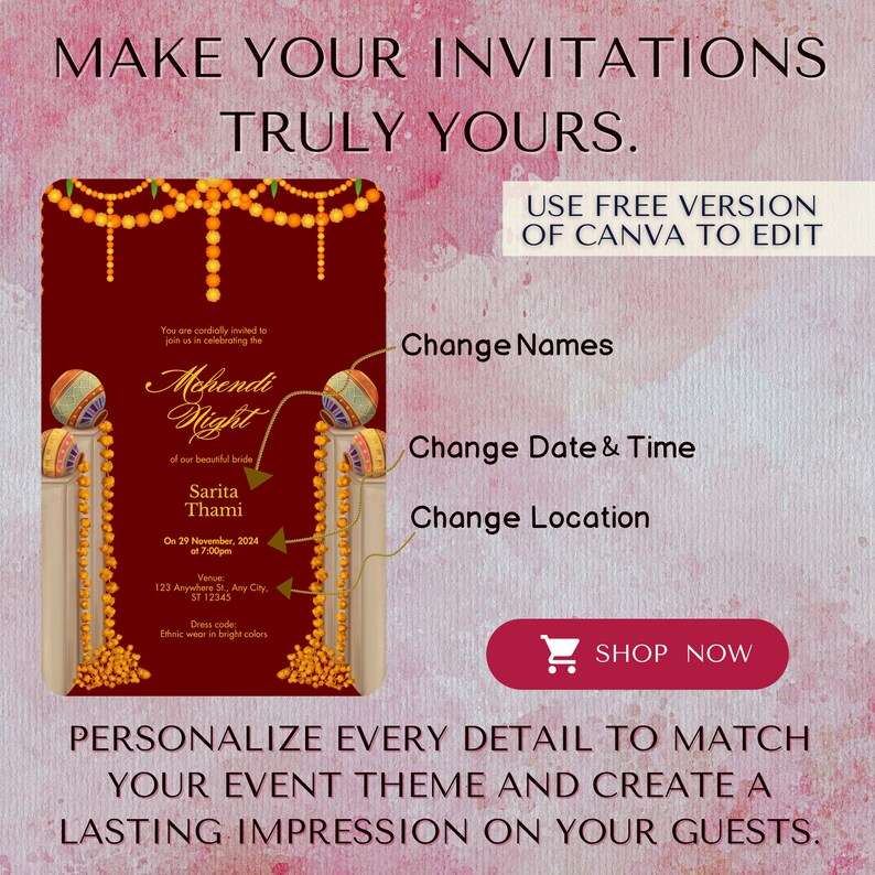 Mehendi Invitation Card, Customizable Digital Video Invitation ...