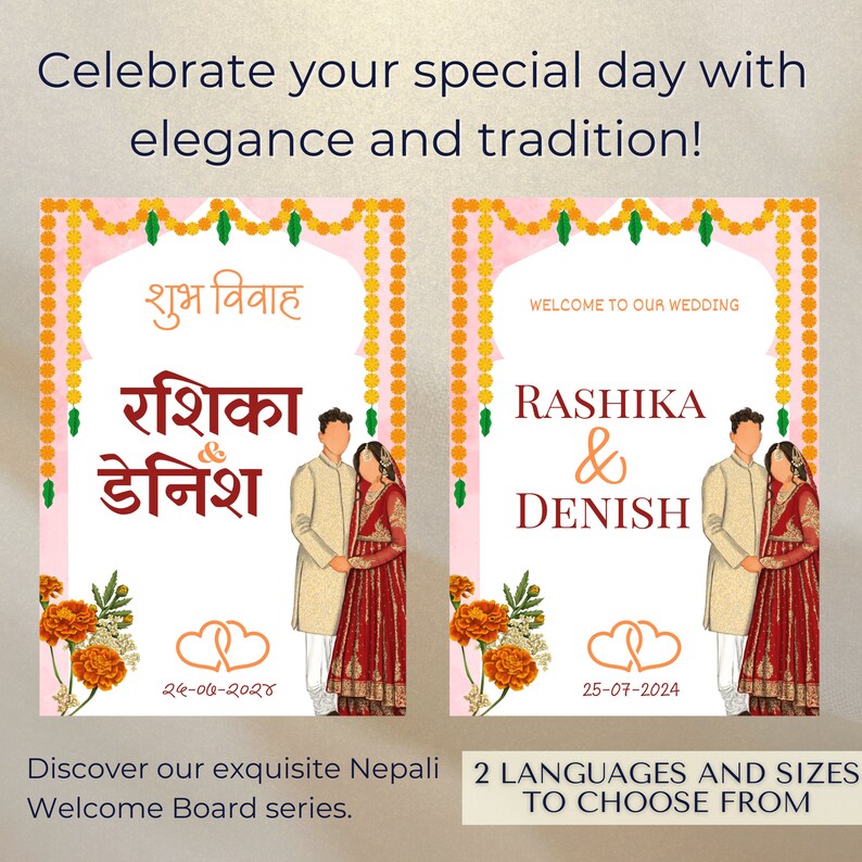 Personalized Nepali Wedding Welcome Board: Cultural Canvas Design - Etsy