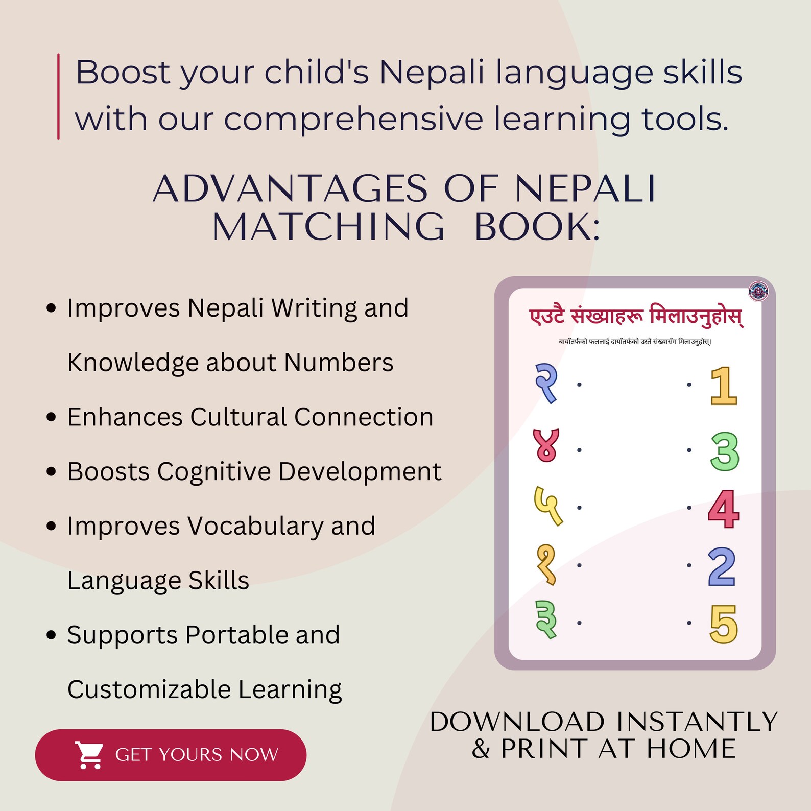 Printable Match the Nepali Number and English Number, Preschool ...