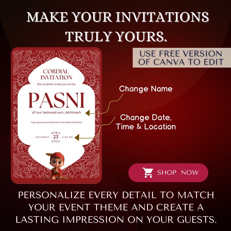 Nepali and English Pasni Invitation Card, Customizable Digital Video ...