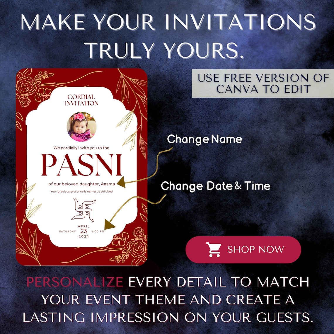 Custom Nepali Pasni Invitation: Traditional Rice Feeding Ceremony ...