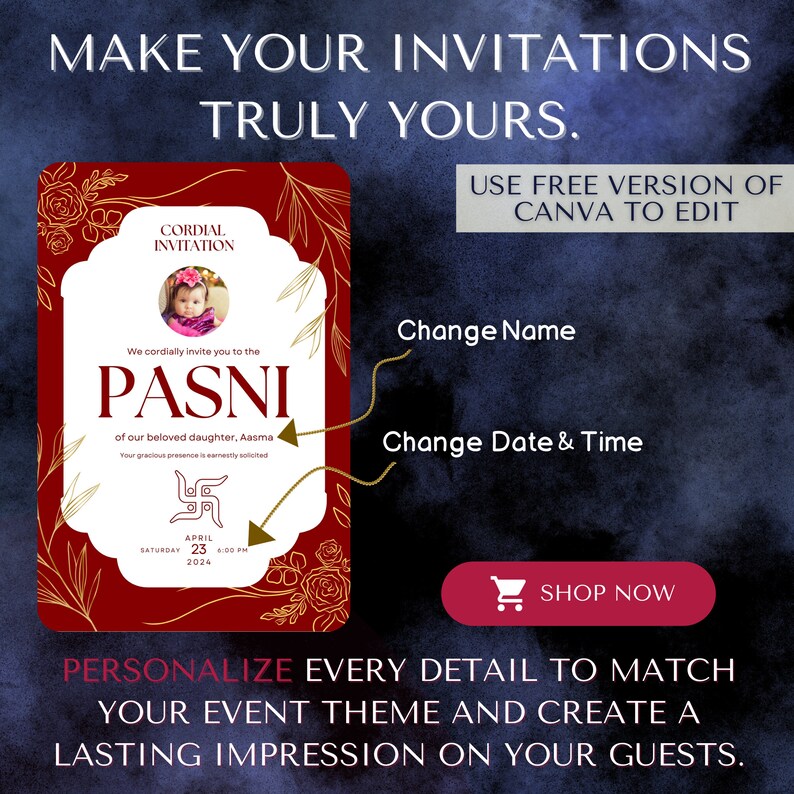 Custom Nepali Pasni Invitation: Traditional Rice Feeding Ceremony ...