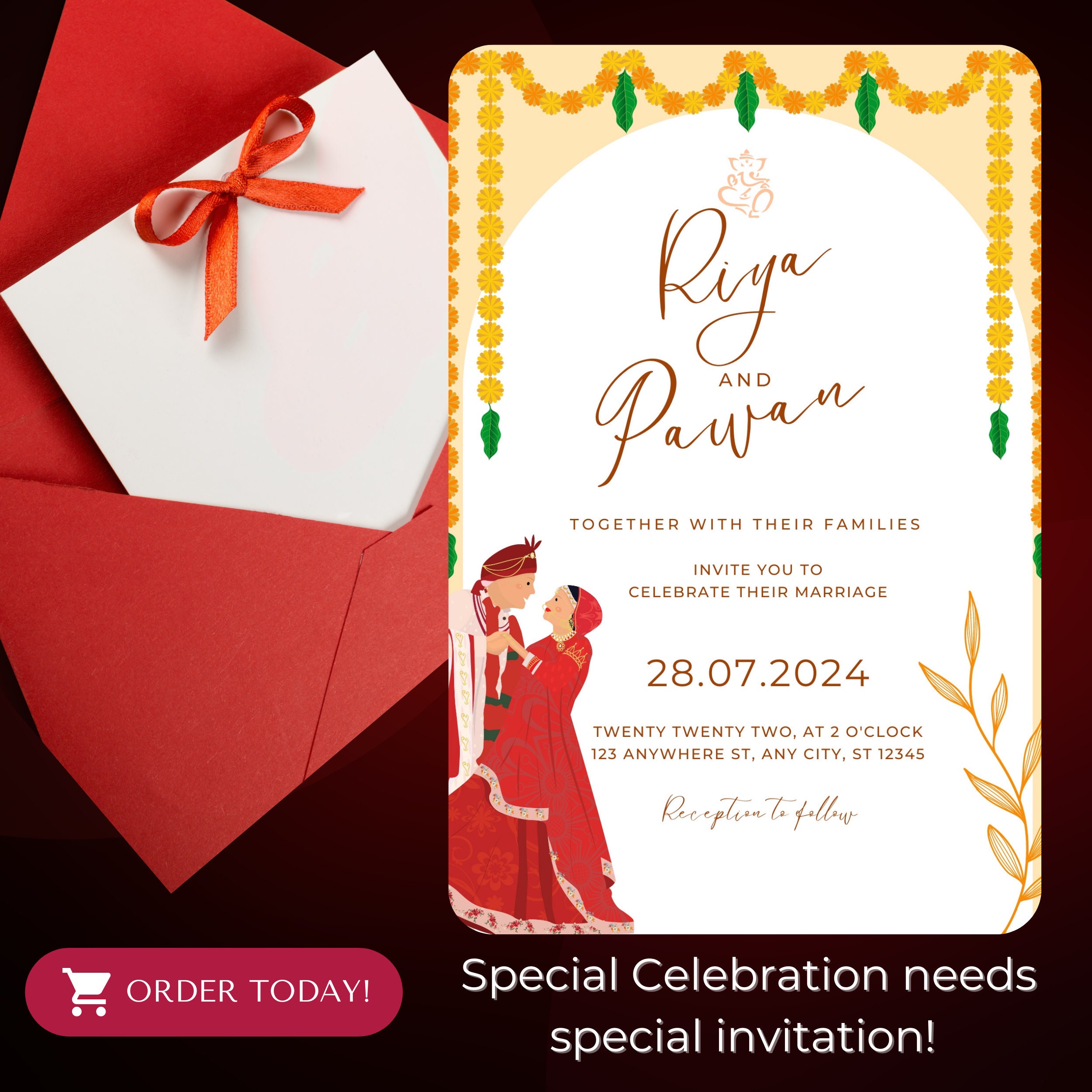 Wedding Invitation Card, Customizable Digital Design, Nepali Design ...