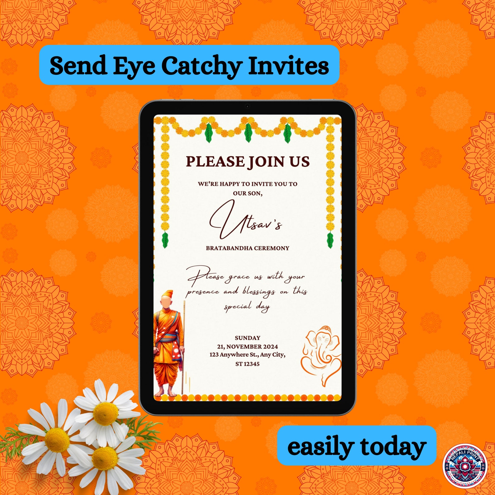 Nepali Bratabandha Invitation Card: Traditional Ceremony (digital) - Etsy