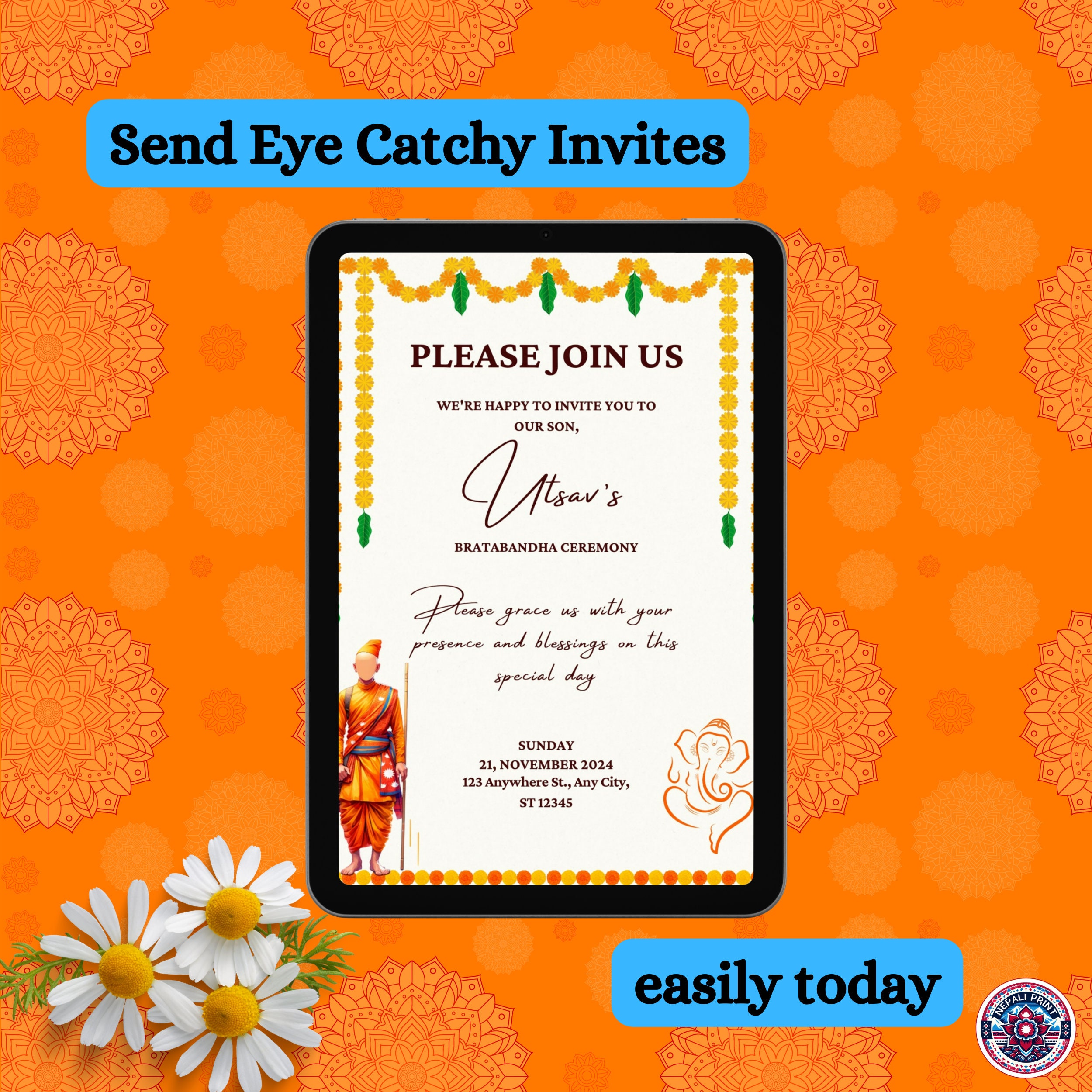 Nepali Bratabandha Invitation Card: Traditional Ceremony (digital) - Etsy