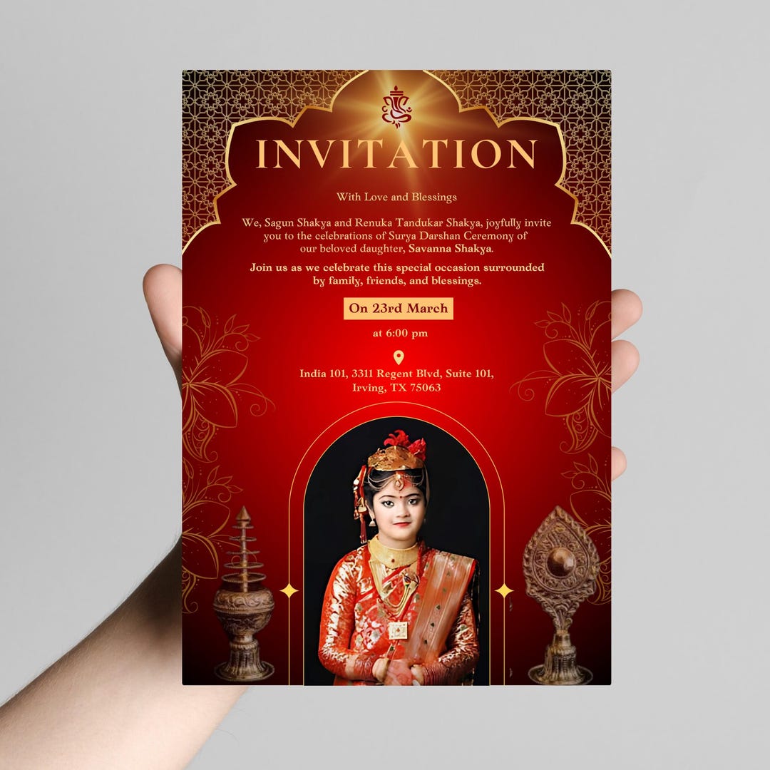 Nepali Surya Darshan Digital Invitation Card, Nepali Ceremony ...