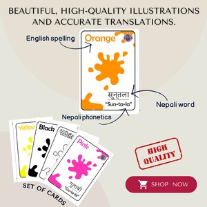 Printed Nepali Colors Flashcards for Kids, Nepali Language Learning ...