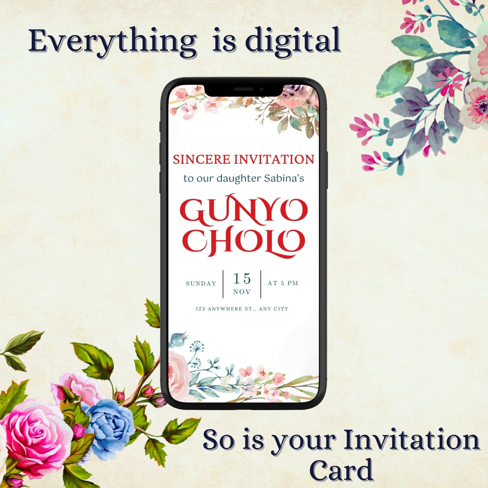 Gunyo Cholo Nepali and English Invitation Card, Digital Video ...