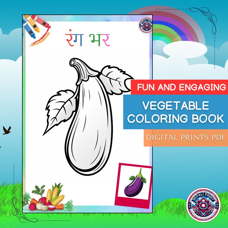 Printable Vegetable Coloring Book, Kids Learning, Coloring Pages for ...