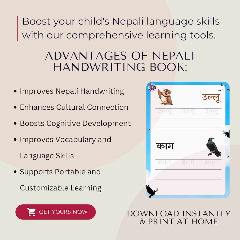 Printable Nepali Birds Handwriting Practice Book (digital Download) - Etsy