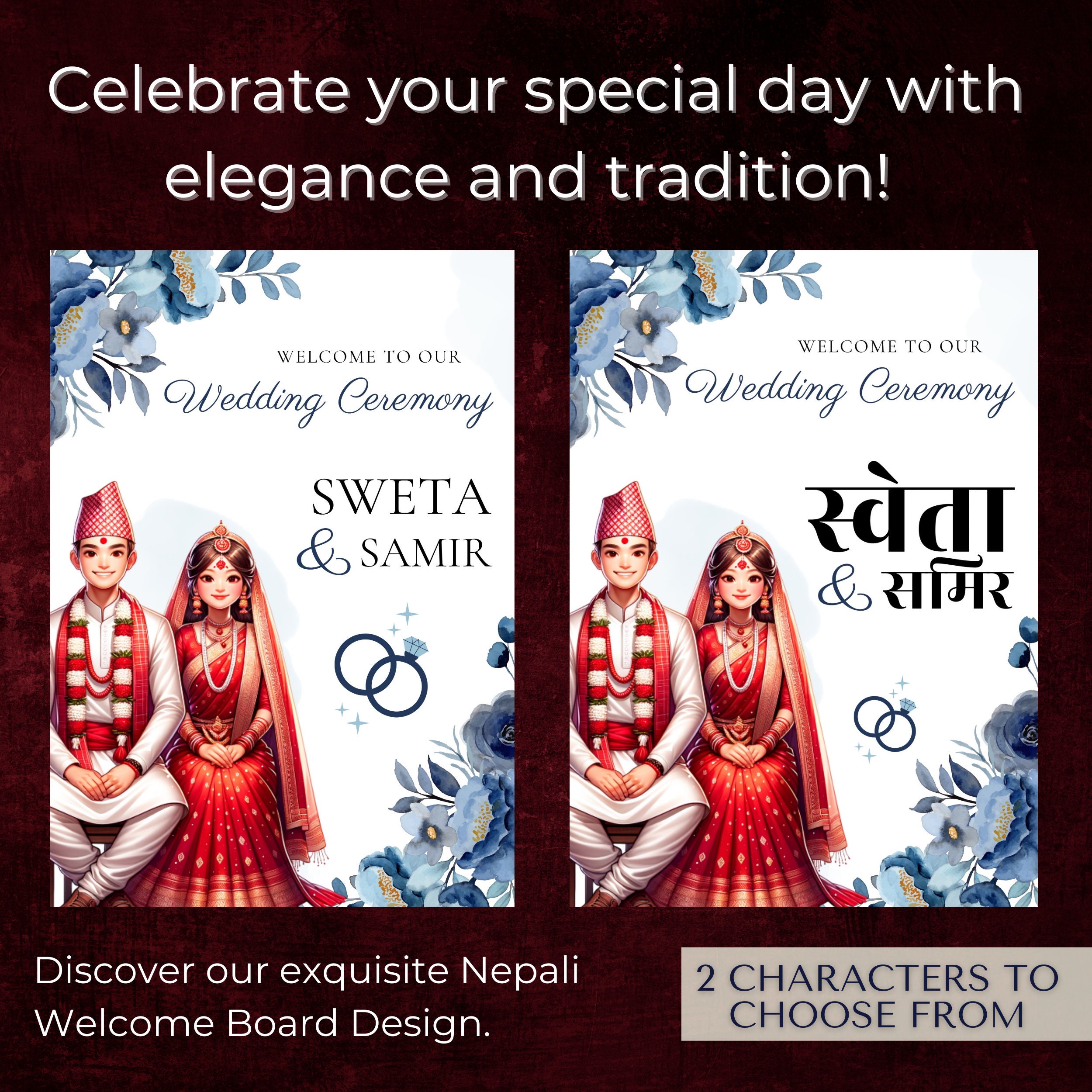 Printable Nepali and English Wedding Board, Choose Your Clipart ...