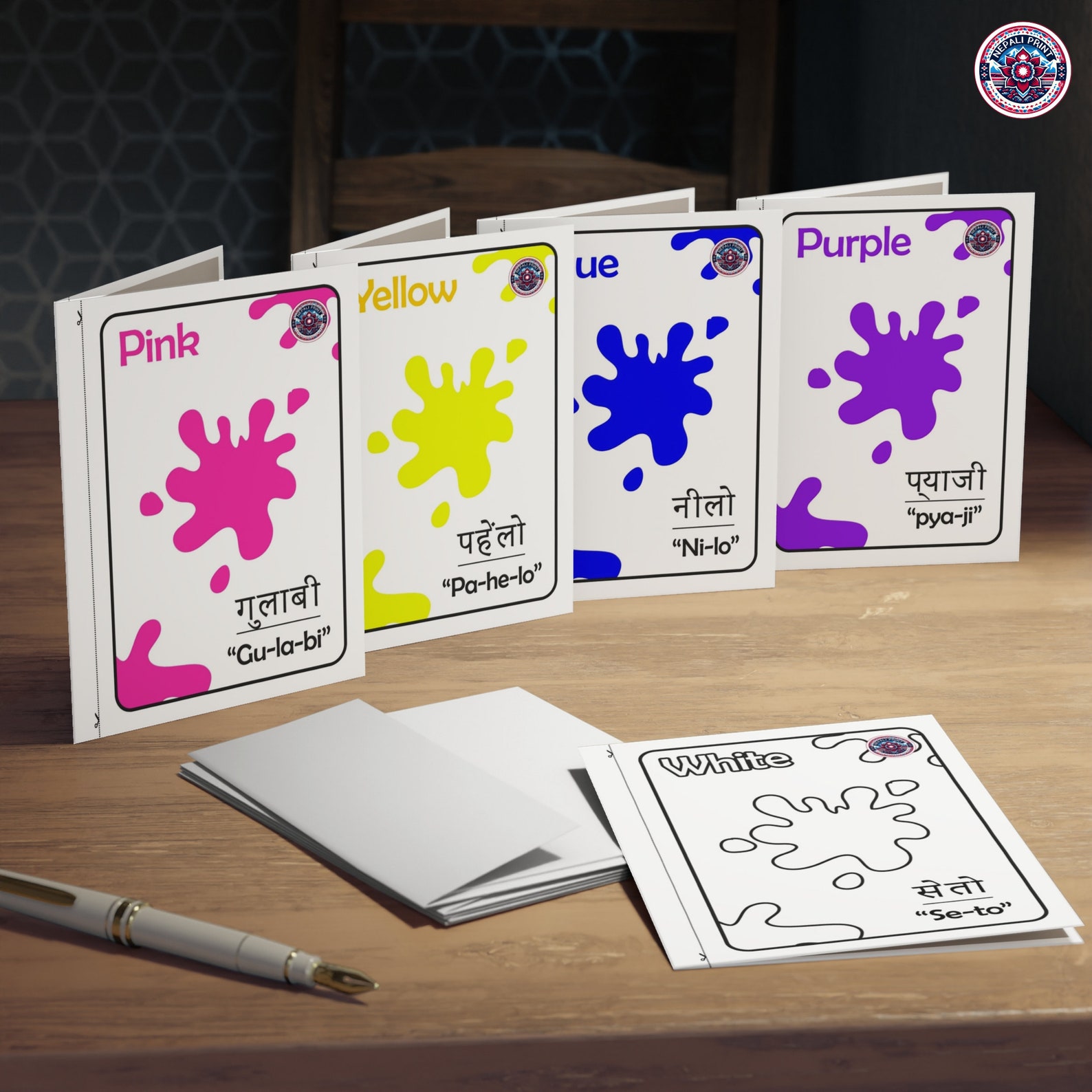 Printed Nepali Colors Flashcards for Kids, Nepali Language Learning ...