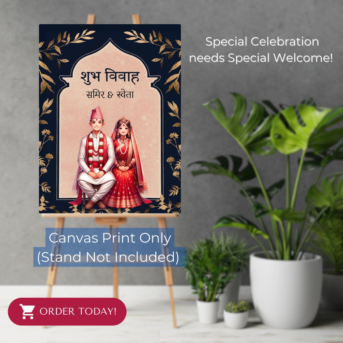 Personalized Nepali Wedding Welcome Canvas Board - Etsy