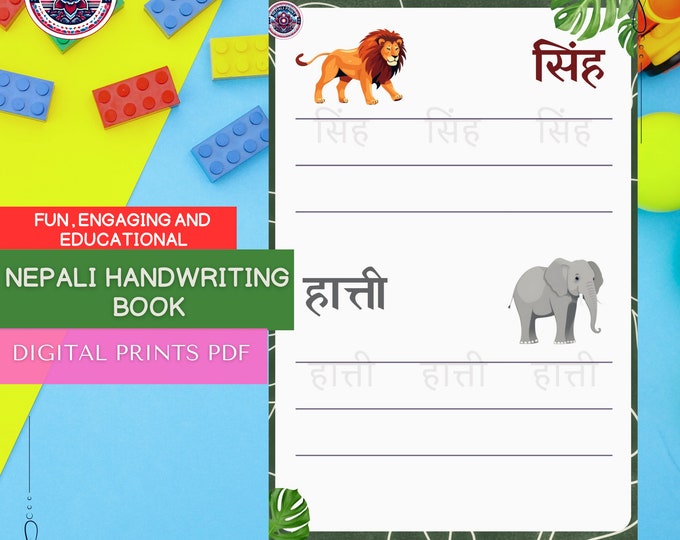 Printable Nepali Animals Handwriting Practice Book (digital Download ...