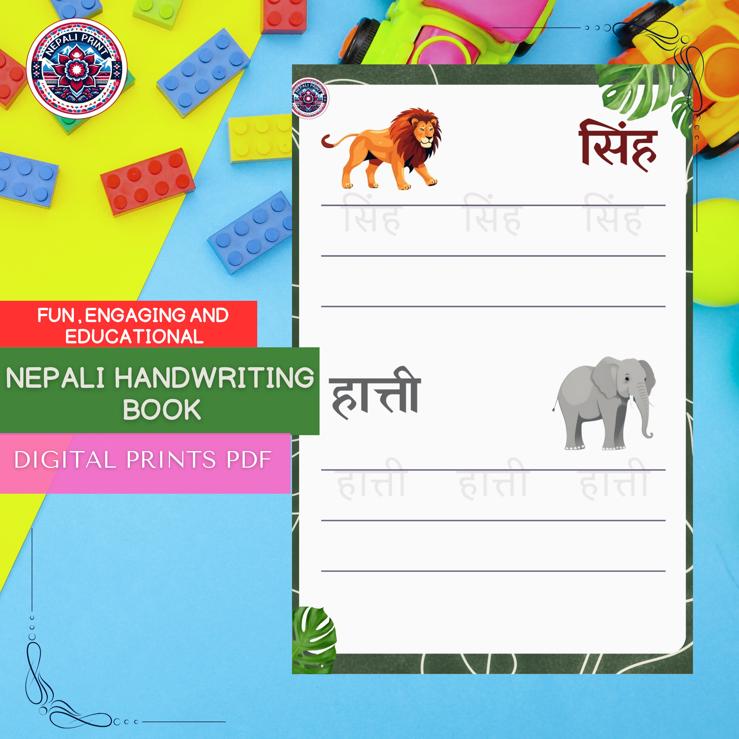 Printable Nepali Animals Handwriting Practice Book (digital Download ...