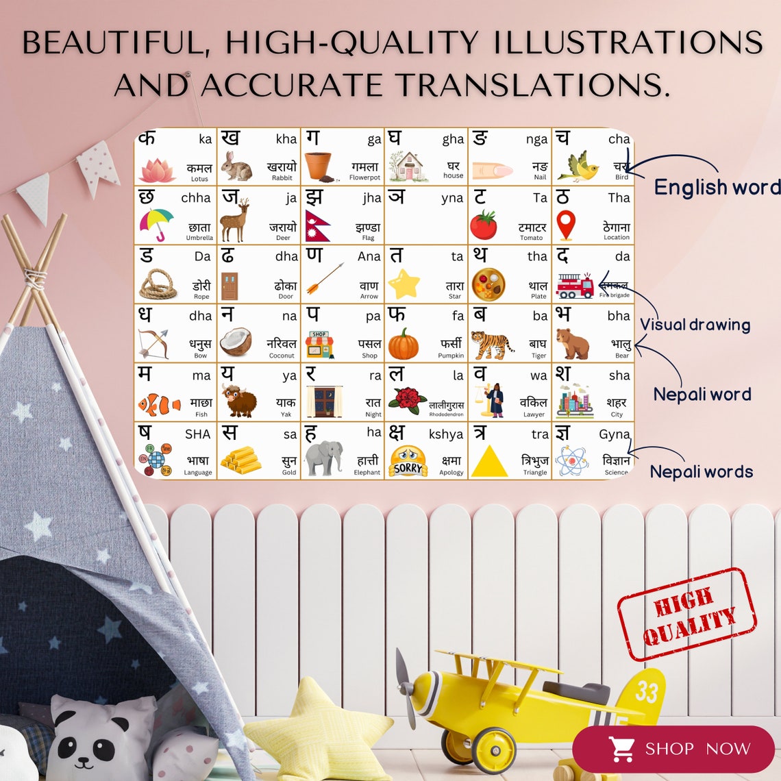 Printable Nepali Alphabet Poster, Digital Download, Educational Wall ...