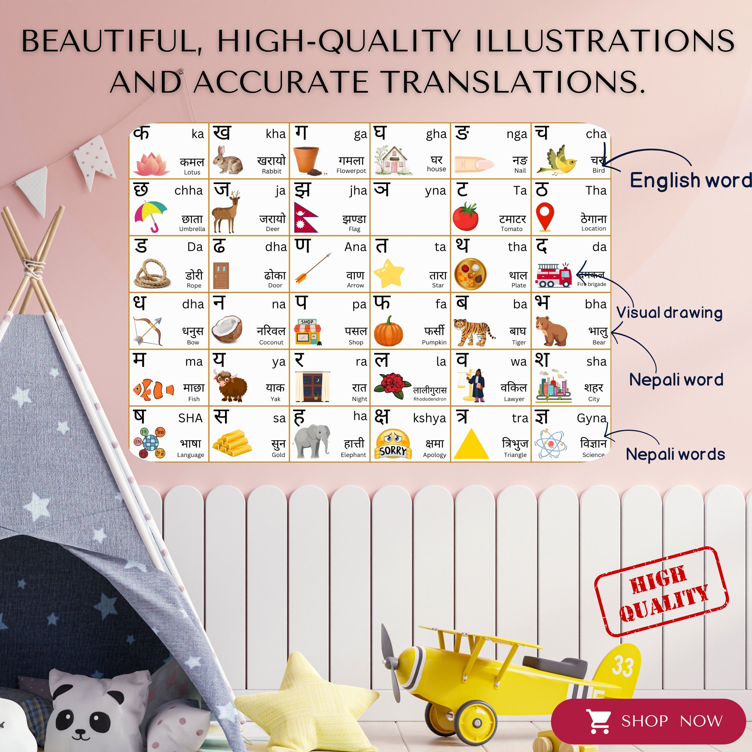 Printable Nepali Alphabet Poster, Digital Download, Educational Wall ...