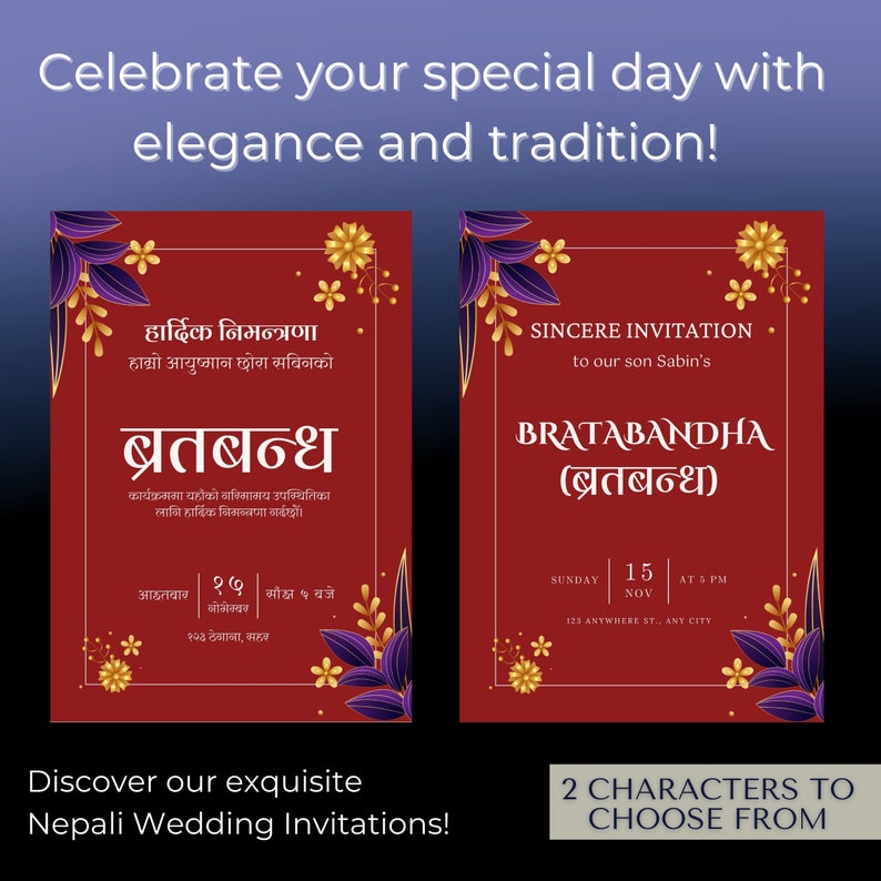 Nepali Bratabandha Invitation Card: Elegant Digital Design - Etsy
