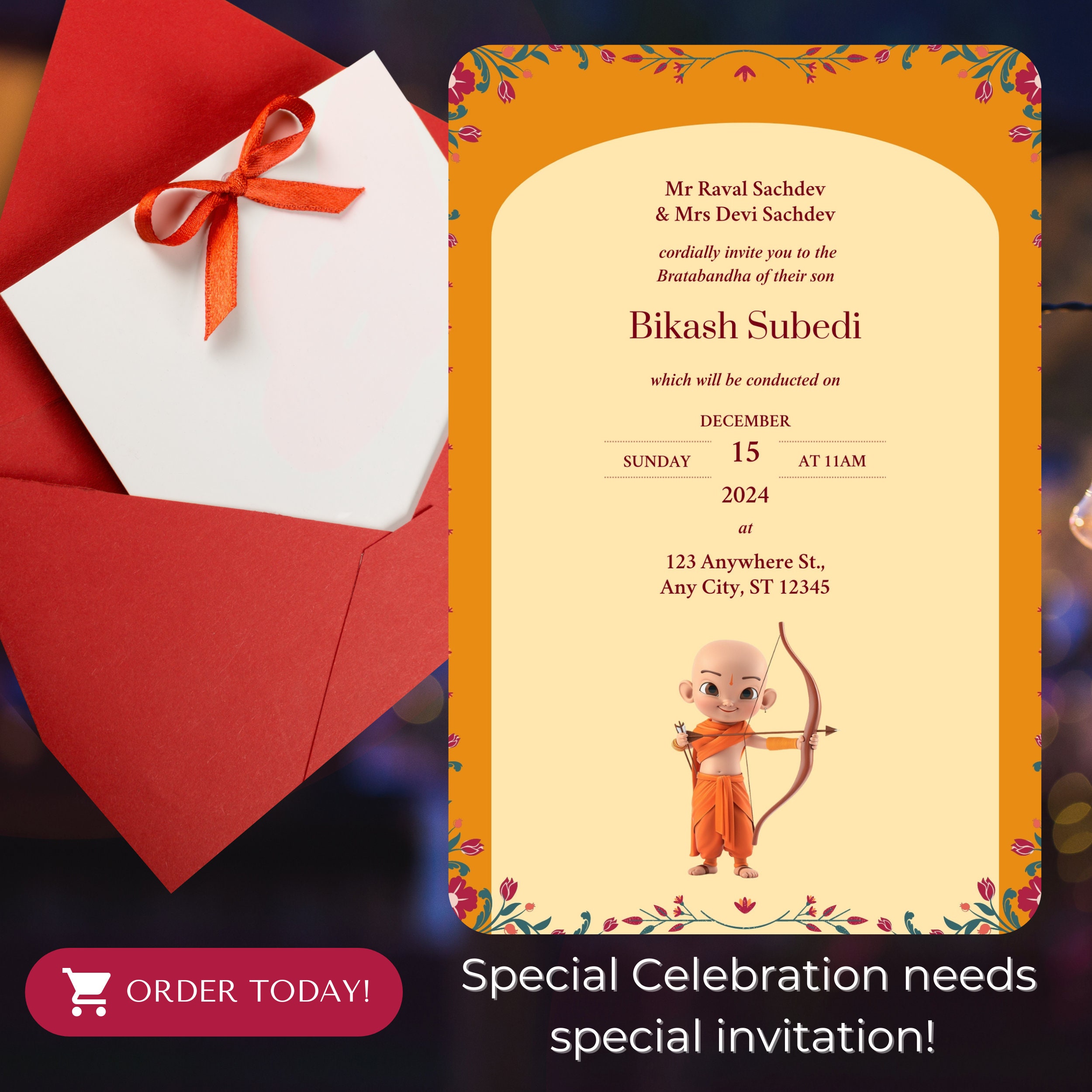 Nepali and English Bratabandha Invitation Card, Digital Video ...