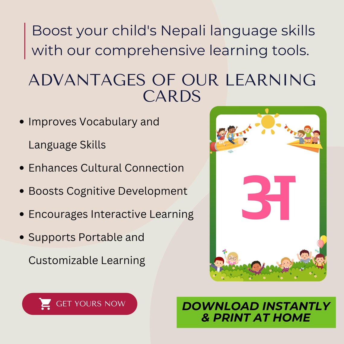 Printable Nepali Alphabets & Numbers Nepali Learning Card, Nepali ...