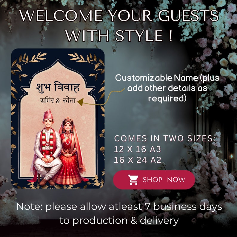 Personalized Nepali Wedding Welcome Canvas Board - Etsy