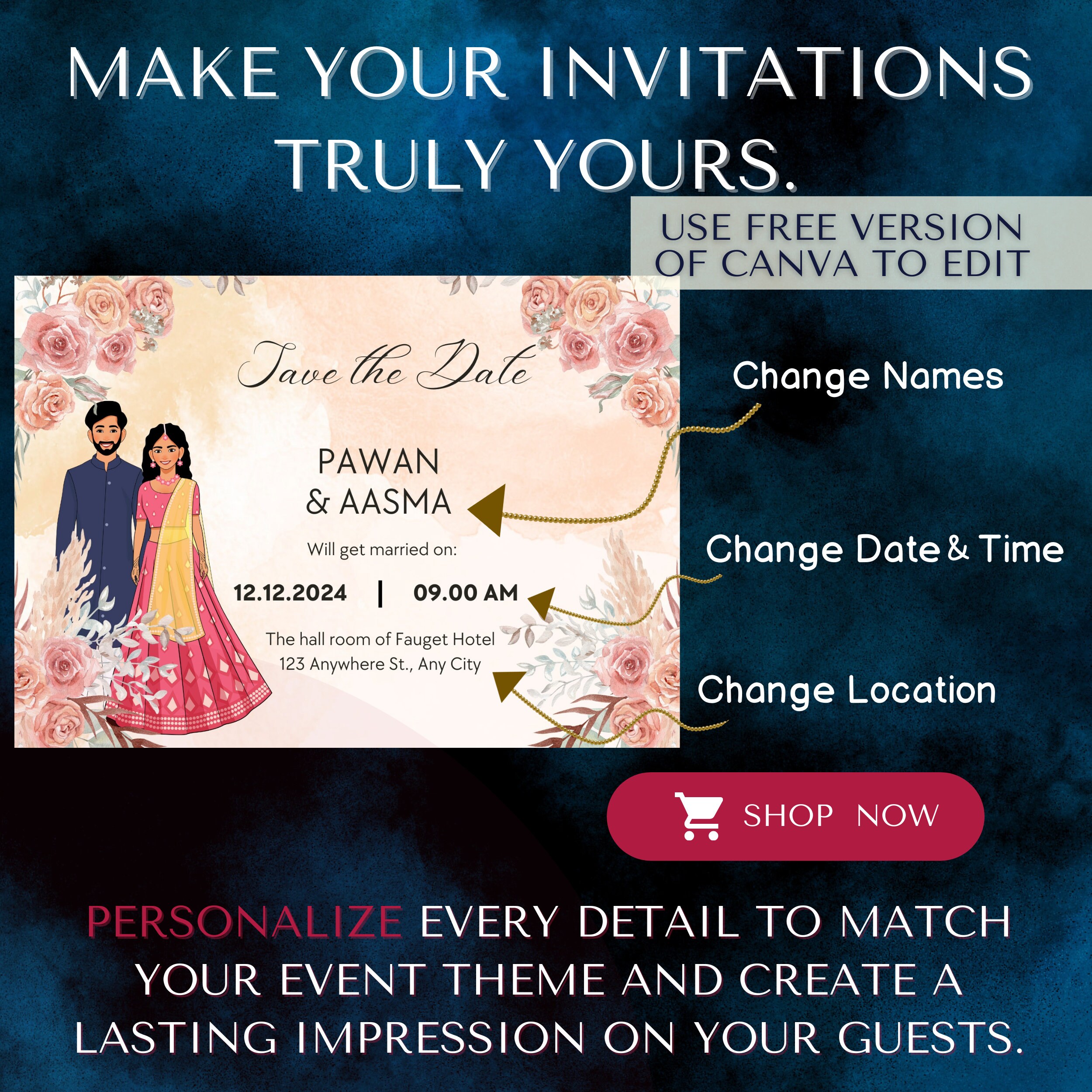 Nepali Wedding Invitation Card: Customizable Digital Design - Etsy