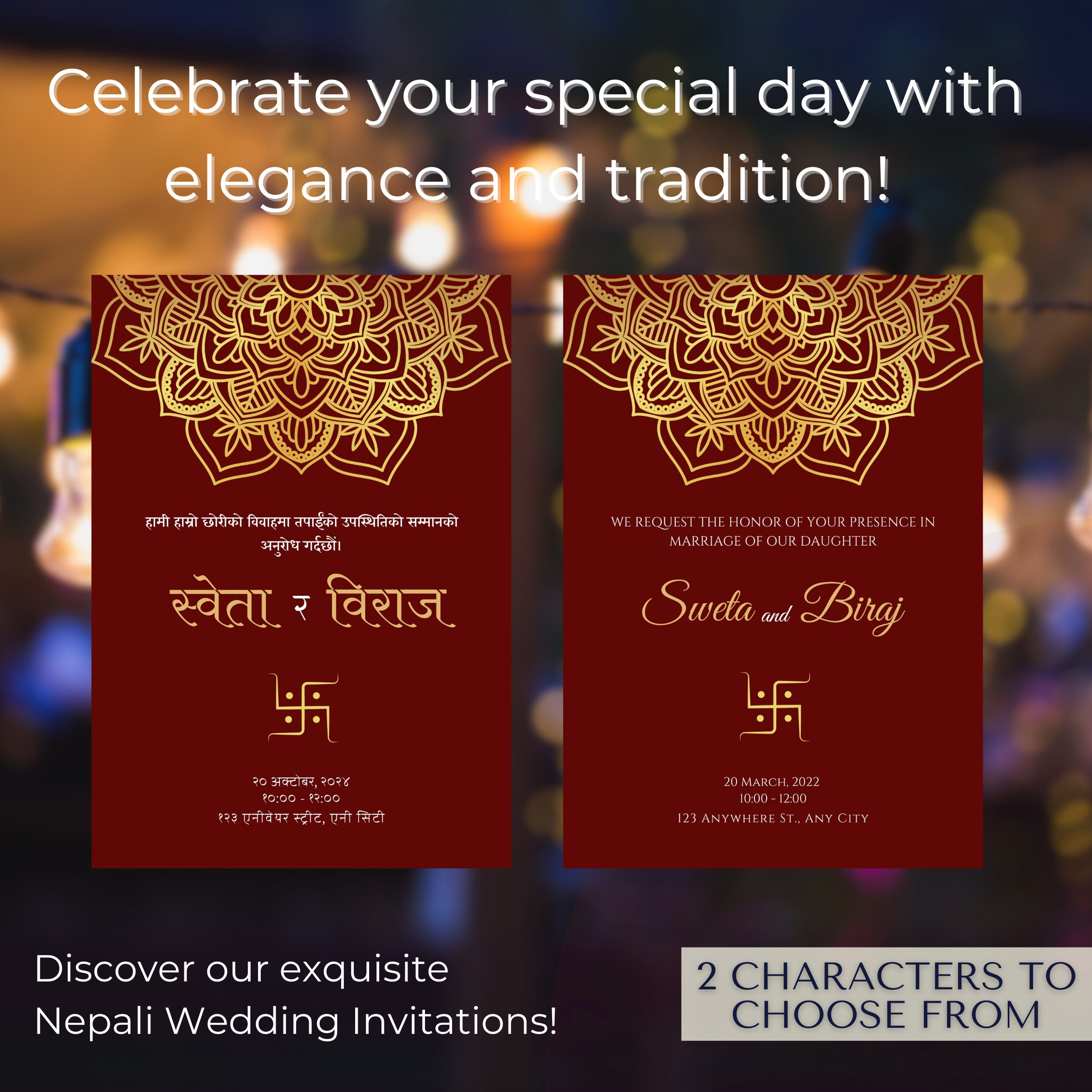 Nepali Wedding Invitation Card: Customizable Digital Design - Etsy